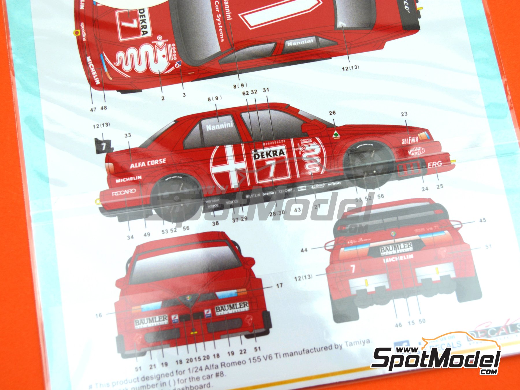 SK Decals SK24128: Marking / livery 1/24 scale - Alfa Romeo 155 V6 TI Alfa Corse Team sponsored ...